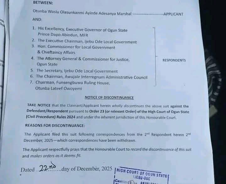 KWAM1 WITHDRAWS SUIT CHALLENGING AWUJALE SELECTION PROCESS - Hotjist